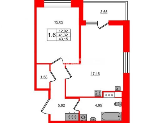 Продается 1-комнатная квартира, 41.32 м² в ЖК "Астра Континента" — ID ...